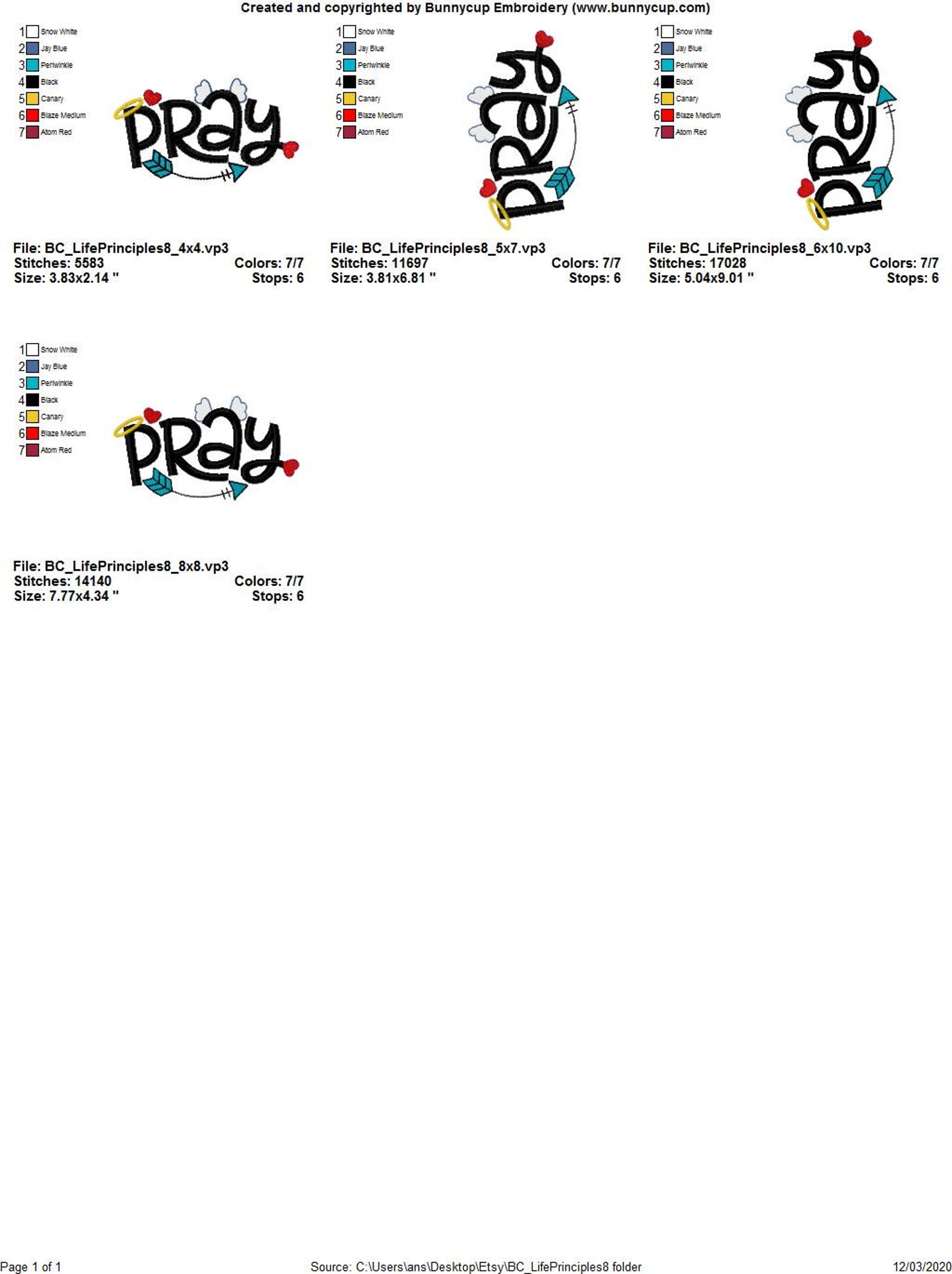 Pray Machine Embroidery Design 4x4 5x7 6x10 8x8 Sizes | Etsy