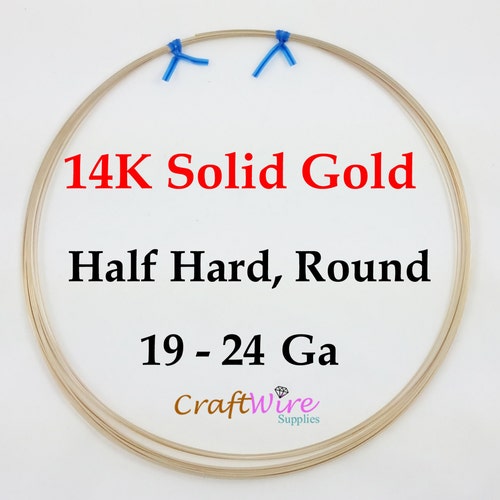 14K SOLID YELLOW GOLD Wire 18-30 Gauge Round 1/2 Hard - Etsy
