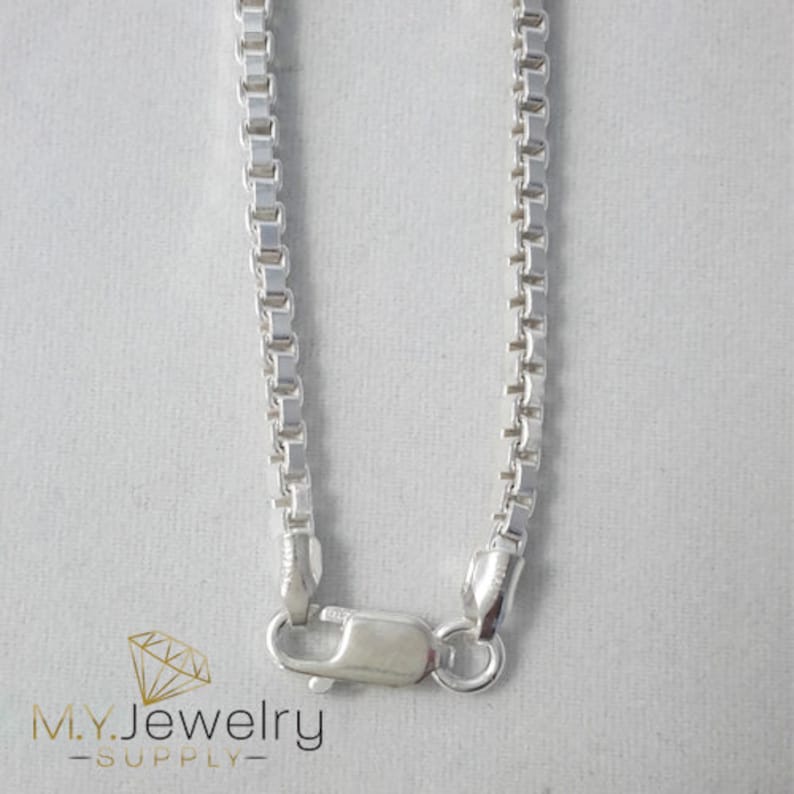 925 Sterling Silver BOX Chain Necklace 2.5 mm 18 20 24 30 | Etsy