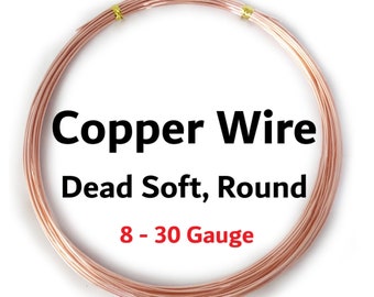 99.9% Pure Copper Wire Half Hard Round 16 18 19 20 21 22 24 Gauge Made ...