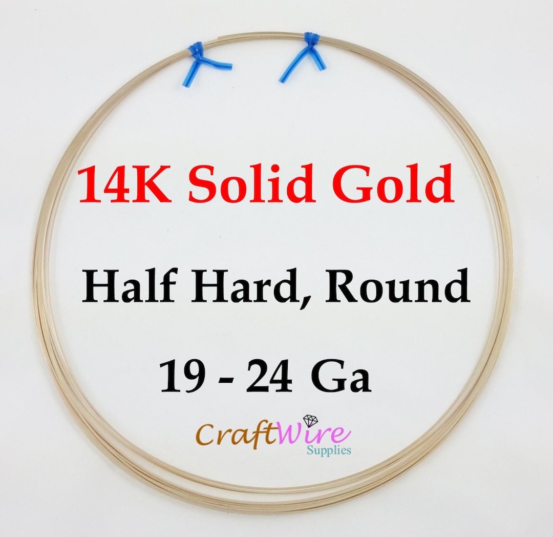 14K Solid Yellow Gold Wire Half Hard Round 19 20 22 24 Gauge - Etsy