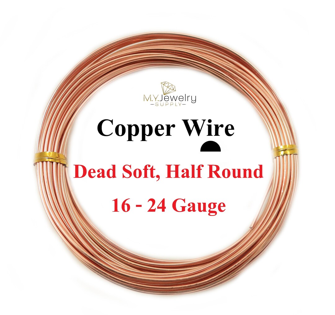 99.9% Pure Copper Wire Dead Soft Half Round 16 18 20 21 22 24 Gauge ...