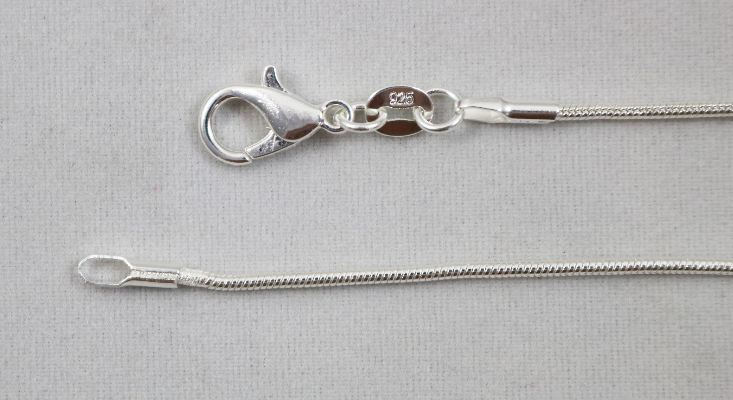 925 Sterling Silver Plated Necklace Snake Chain 1.0 mm | Etsy