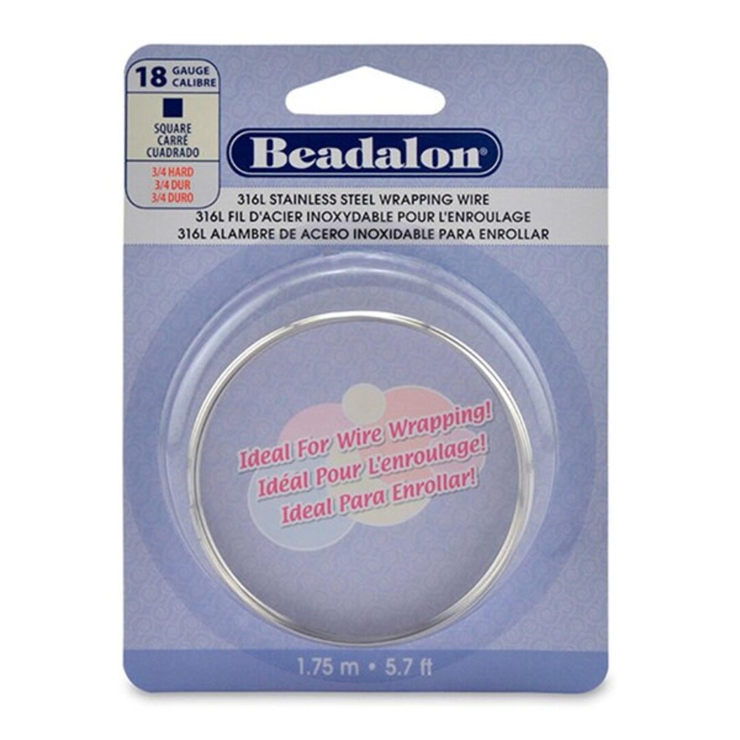 Beadalon Stainless Steel Square Wrapping Wire - Various Lengths and ...