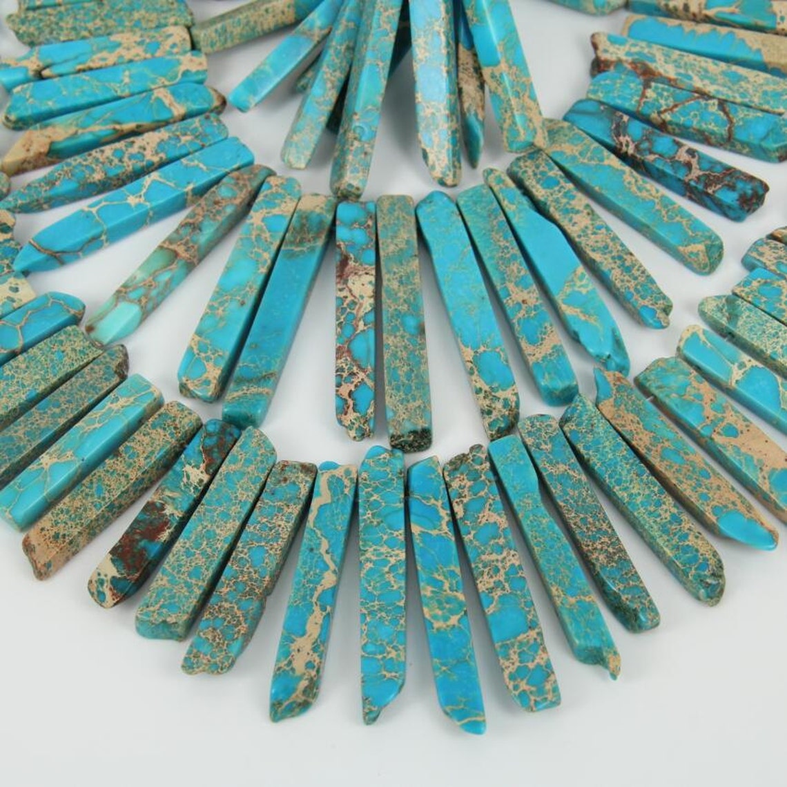Approx 54pcs Blue Turquoise Sea Sediment Jasper Sticks Pendant - Etsy