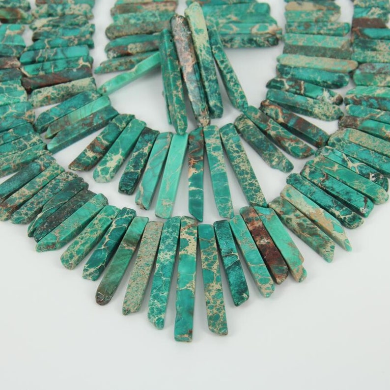 15.5 High Quality Green Emperor Jasper Slice beadsSea | Etsy