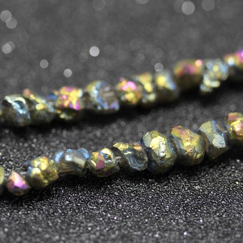 4-5mmtiny Titanium Plated Crystal Chips Beadsrough Rainbow | Etsy