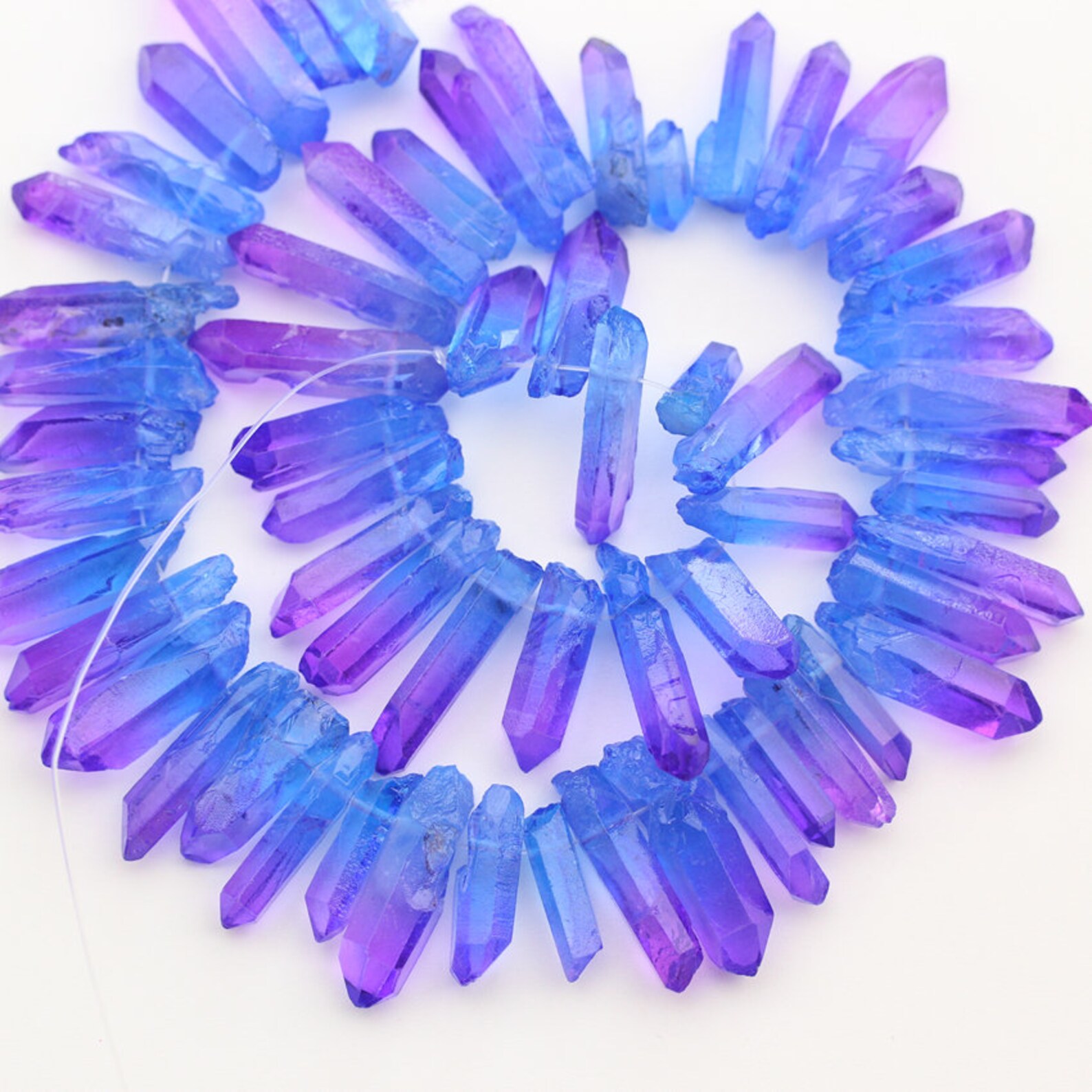 Approx 58PCS Strandpurple Blue Crystals Points Beads | Etsy