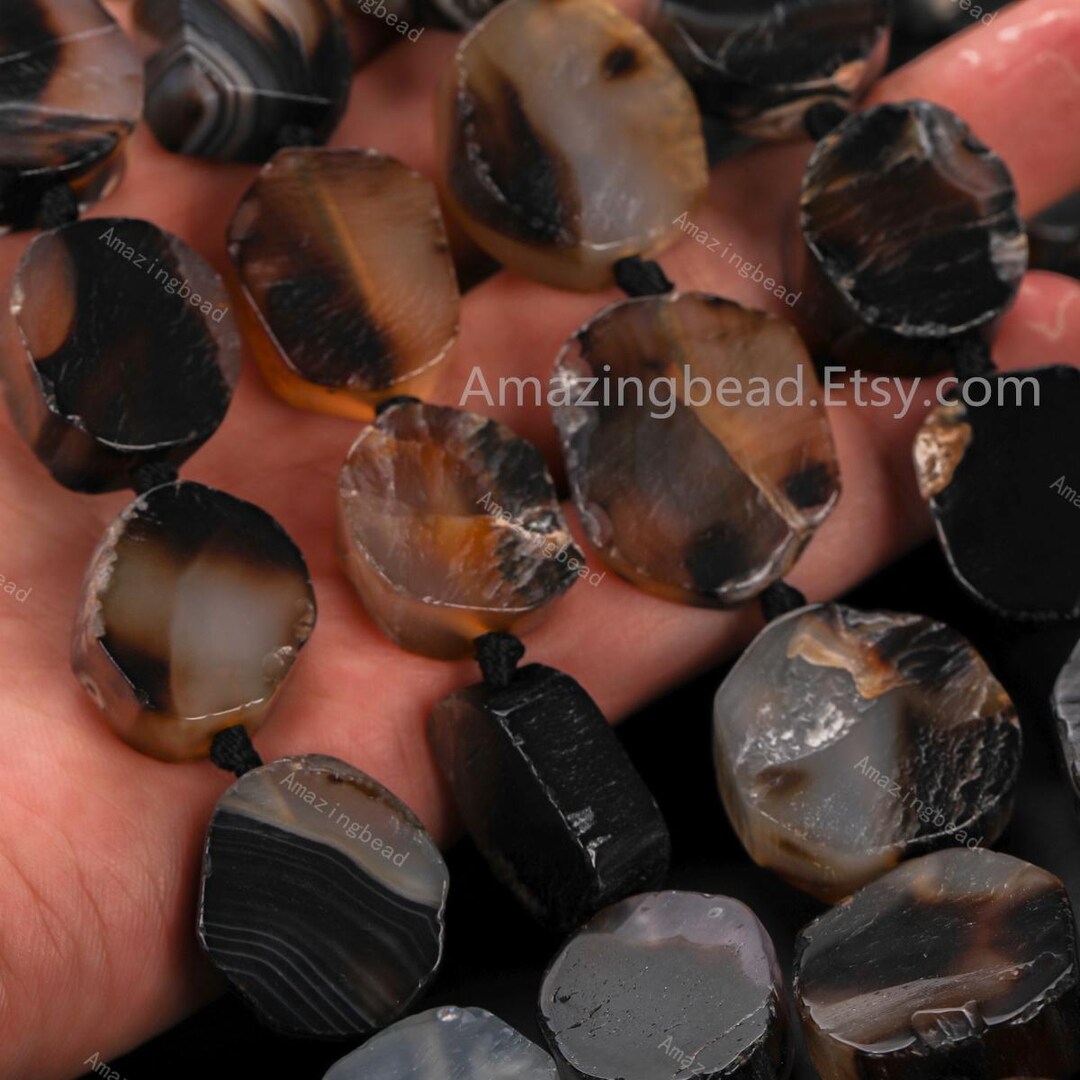 Full Strand Smoky Color Agate Slab Beads, Smooth Agate Loose Beads ...
