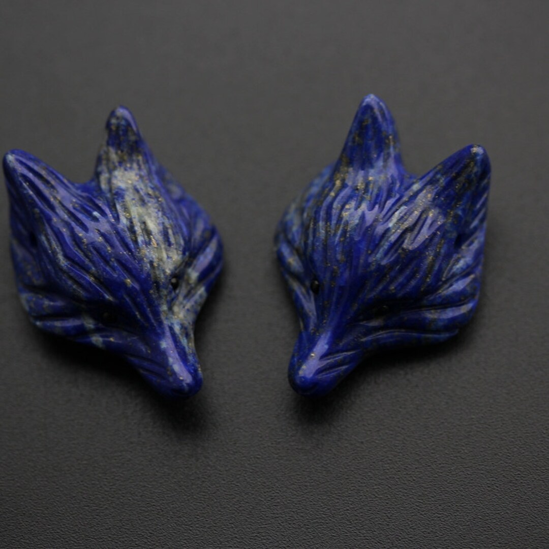 Polished Natural Lapis Lazuli Fox Head Beads Pendant,1pcs,raw Lapis ...