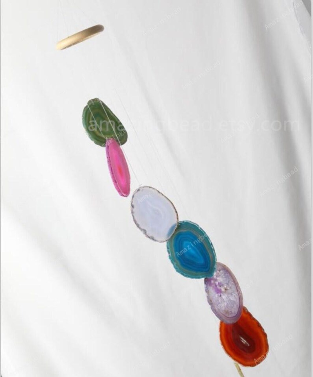 Mixed-color Agate Windchime Suncatcher Agate Graduated Slice Wind ...