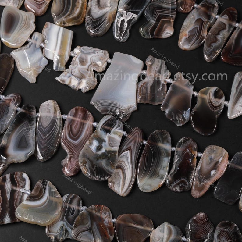 Banded Agate Freeform Slab Beads, Smooth Persian Gulf Agate Beads ...