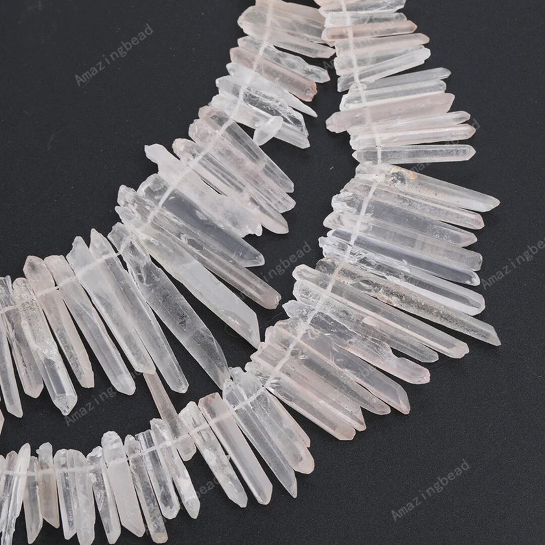 Tiny Stick Quartz Points Pendants Strand,natural Quartz Raw Crystals ...