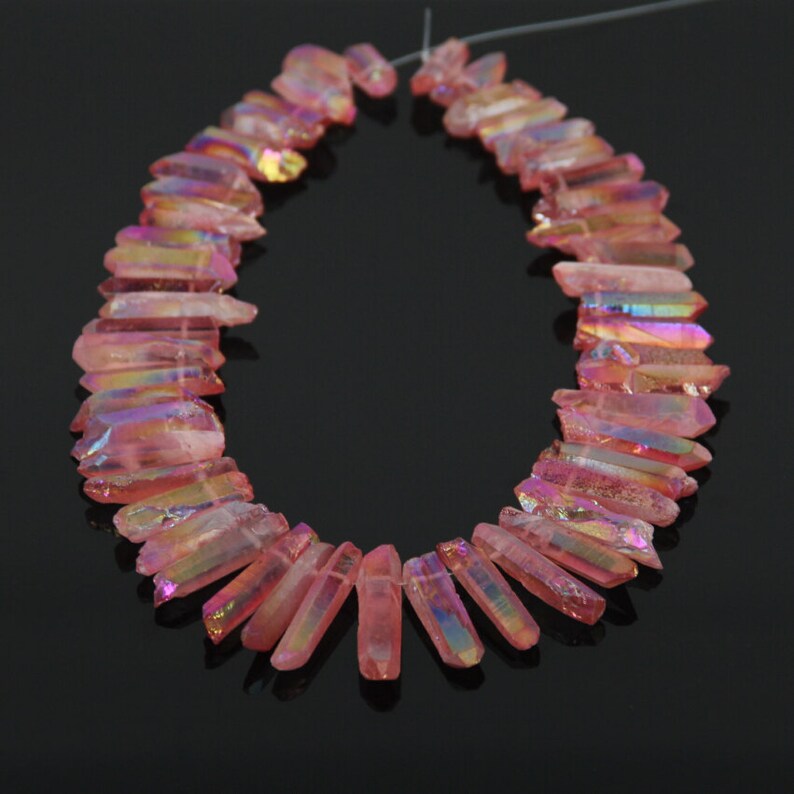 Natural Orange Red Titanium Quartz Graduated Spike Beads | Etsy