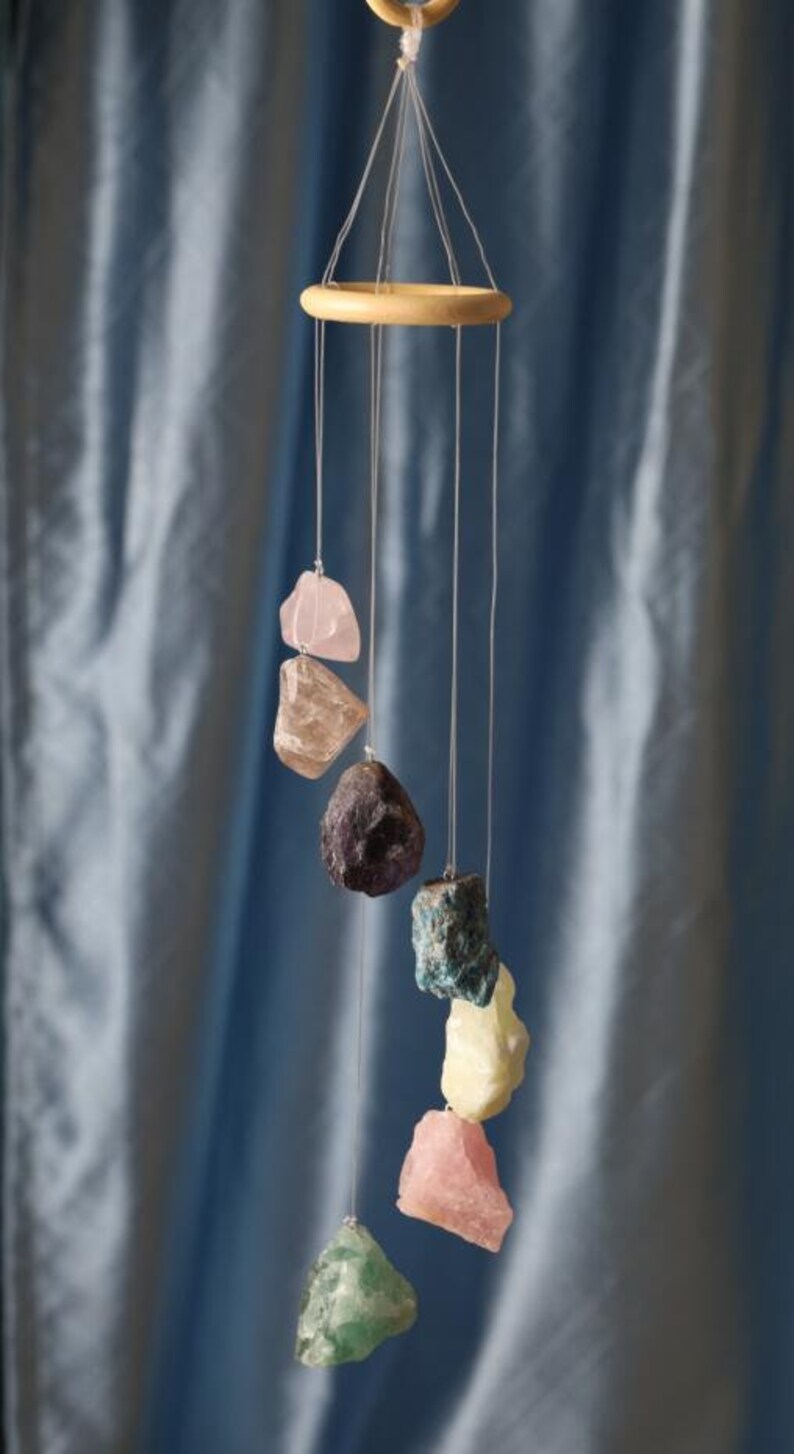 Mixed Stones Wind Chimes Jewelryrock Crystal Windchimerough - Etsy