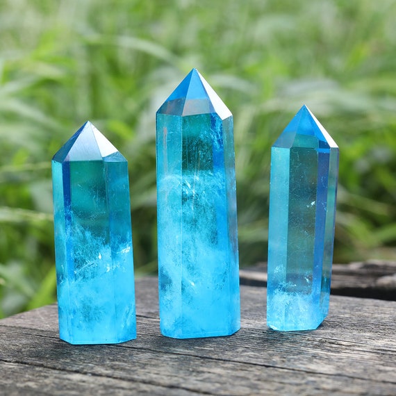 Titanium Blue AB Quartz Tower Jewelryfaceted Points Quartz | Etsy