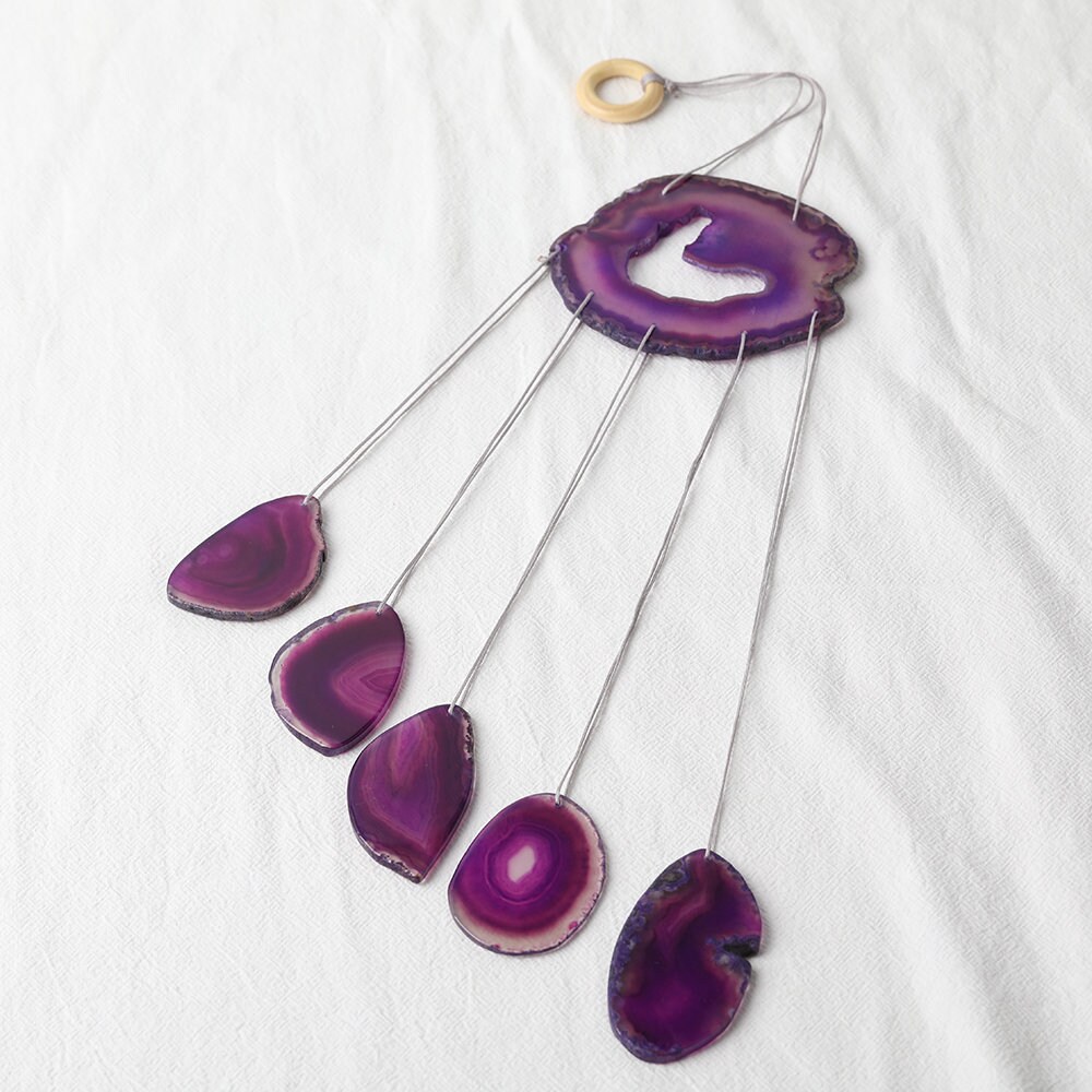 Purple Agate Windchime Suncatcher Agate Slice Wind Chimes | Etsy