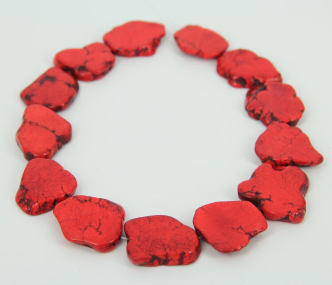 Approx13pcs Strand Red Turquoise Stone Beads Bulklarge Slab - Etsy