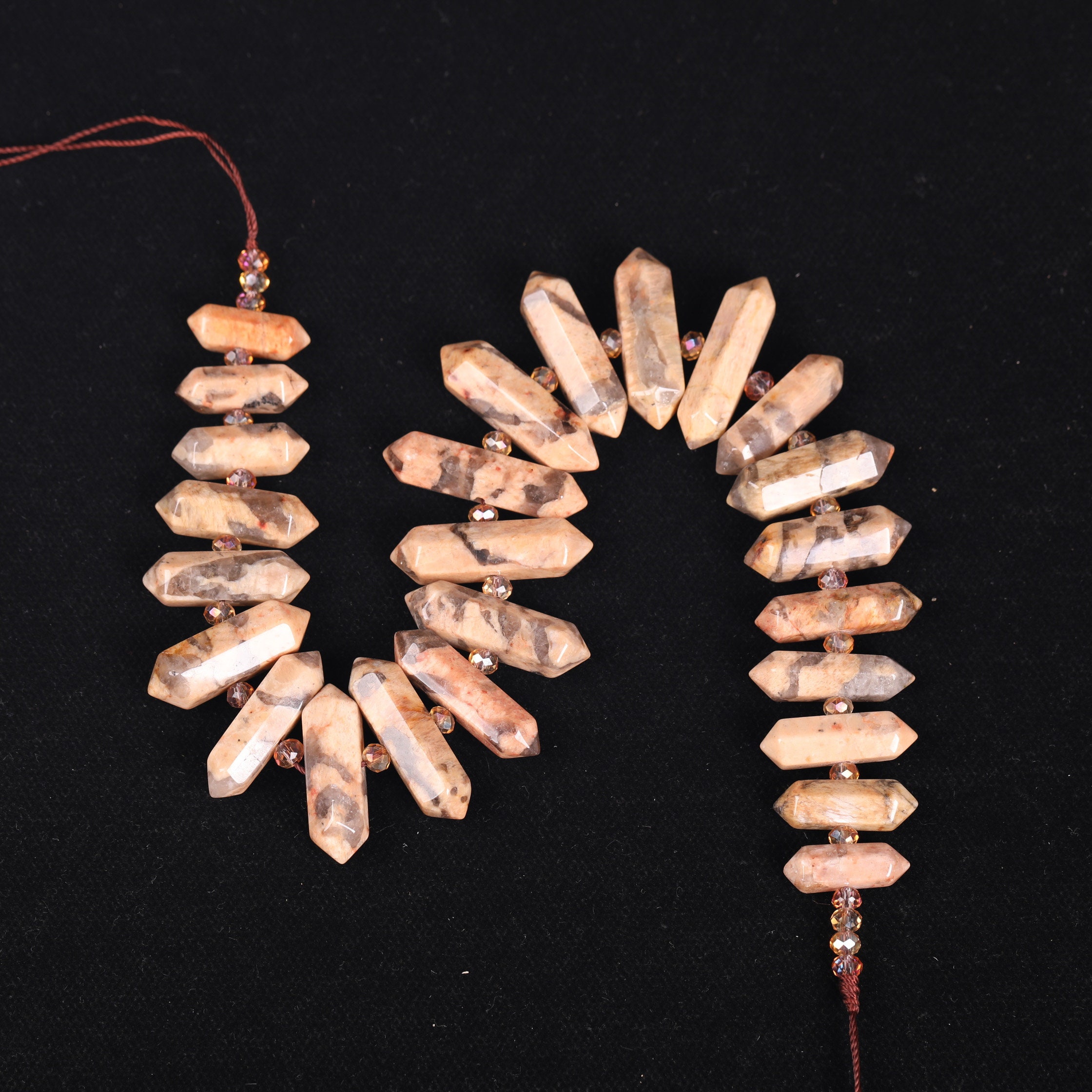 Double Stick Points Pendantsnatural Stones Matted Quartzrose | Etsy