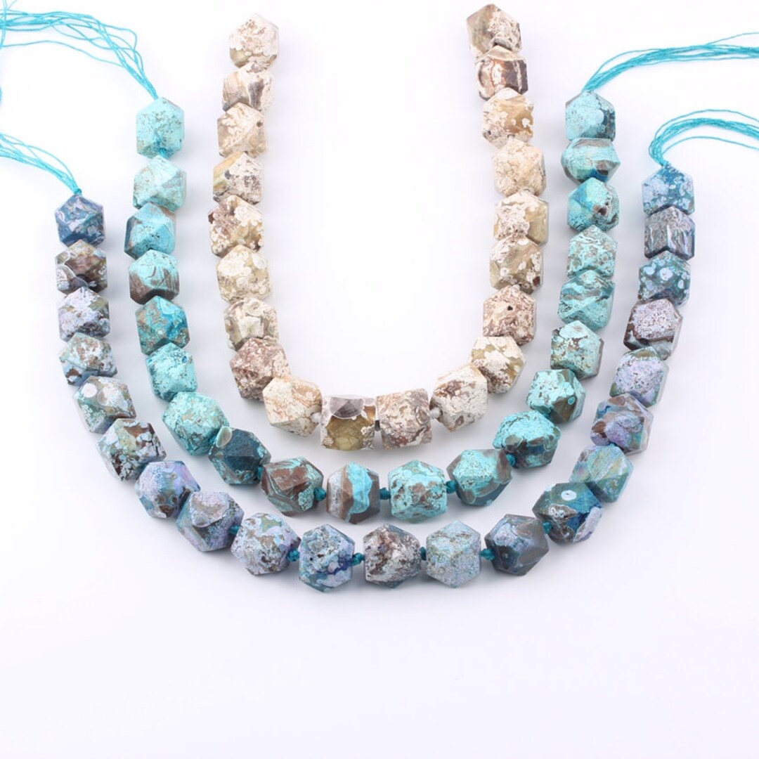 Natural Ocean Agate Block,gemstones Round Block Loose Spacer Beads ...