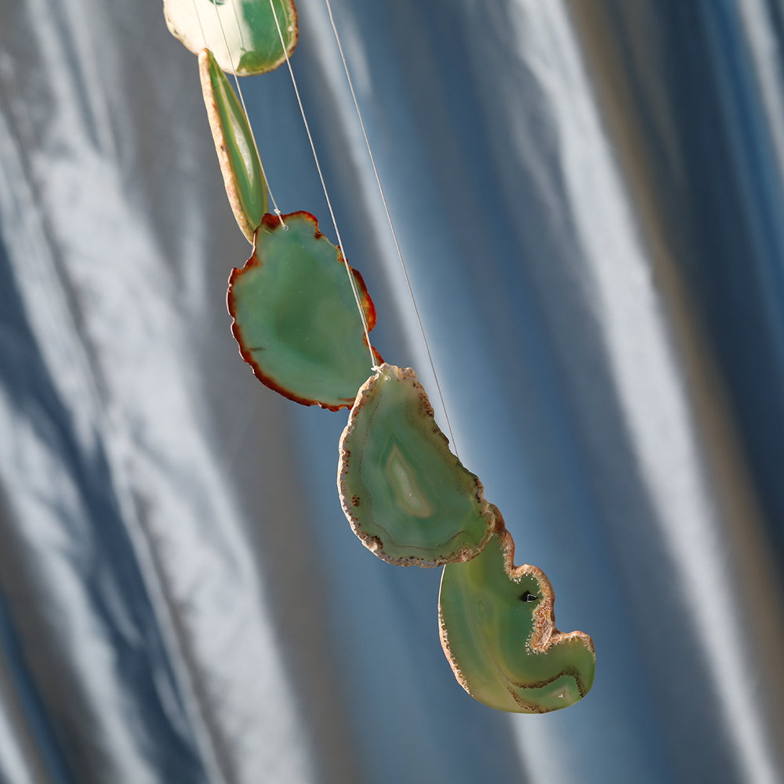 Green Agate Windchime Suncatcher Agate Graduated Slice Wind - Etsy