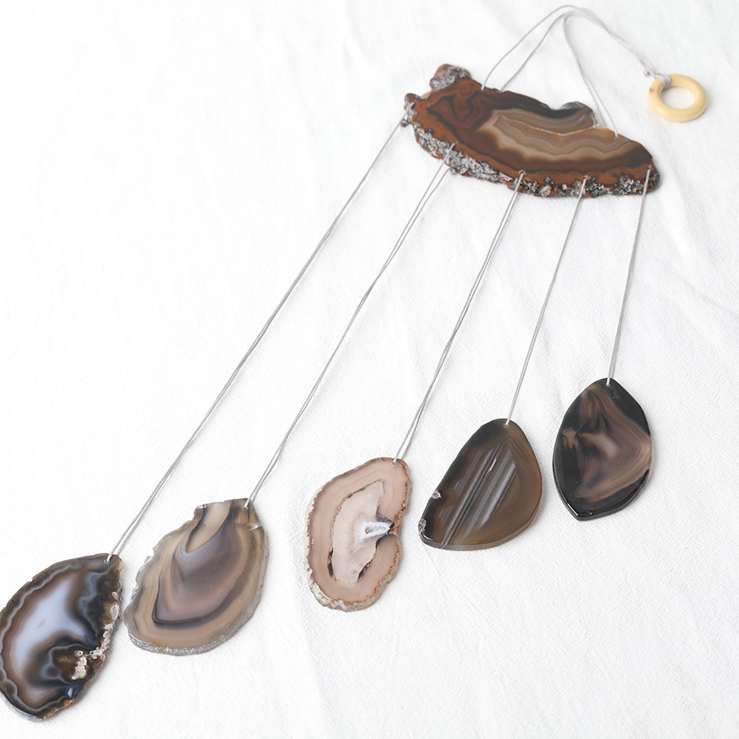 Natural Agate Windchime Suncatcher Agate Slice Wind Chimes Gemstone ...