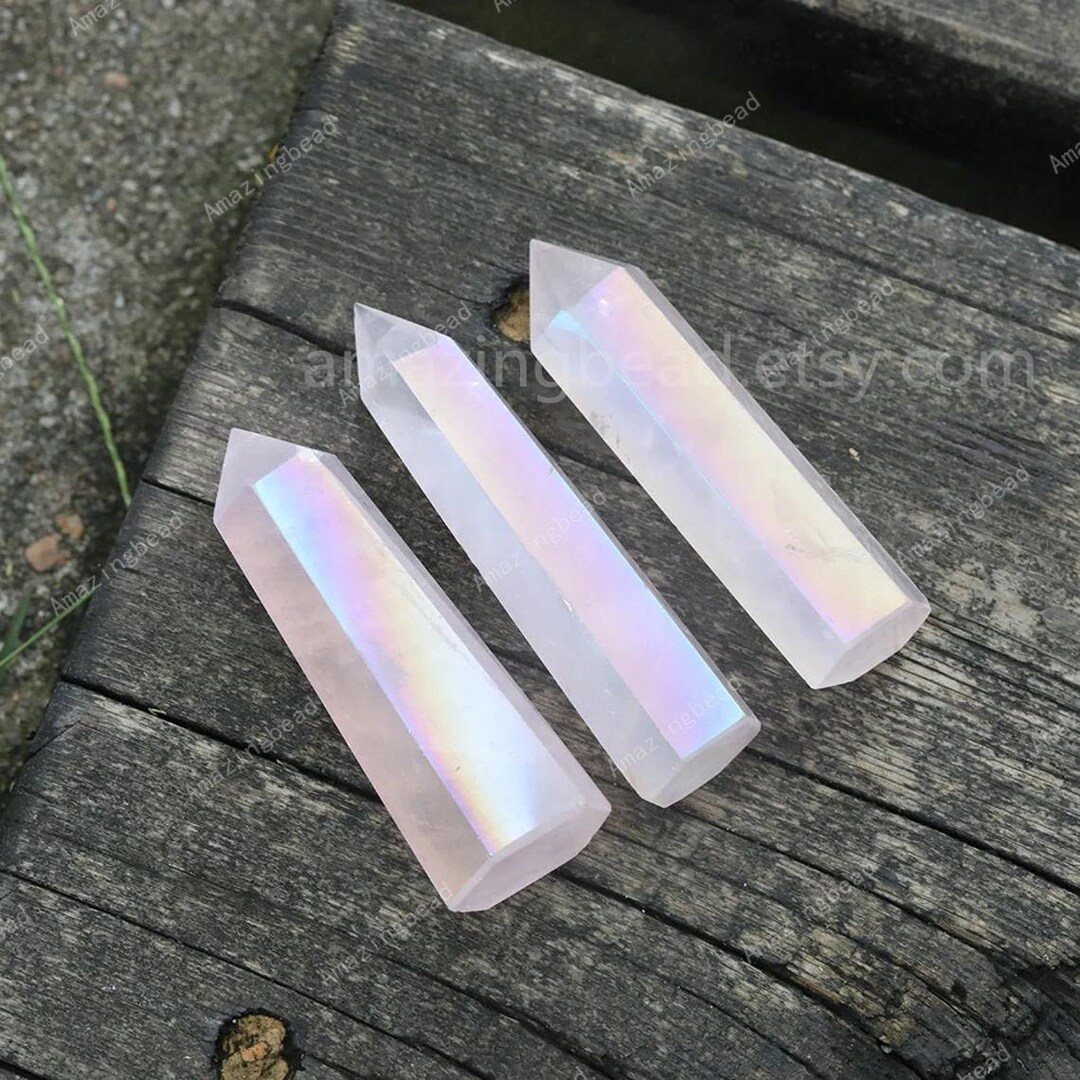 Titanium Rose Quartz AB Point Tower Jewelry,undrilled Quartz Natural ...
