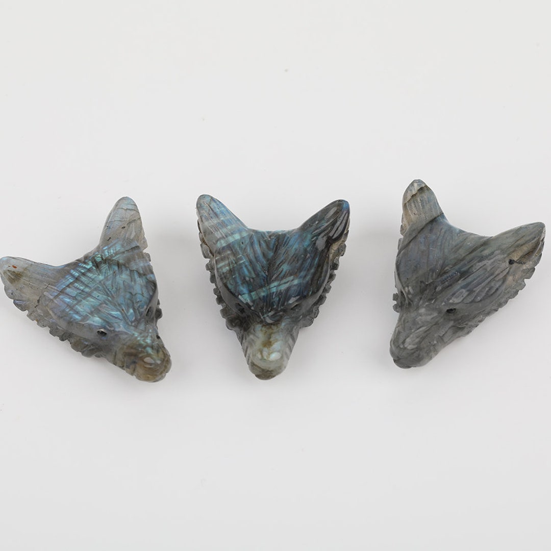 Raw Natural Mixed Stones Wolf Head Head Shape Beads Jewelry Pendants ...