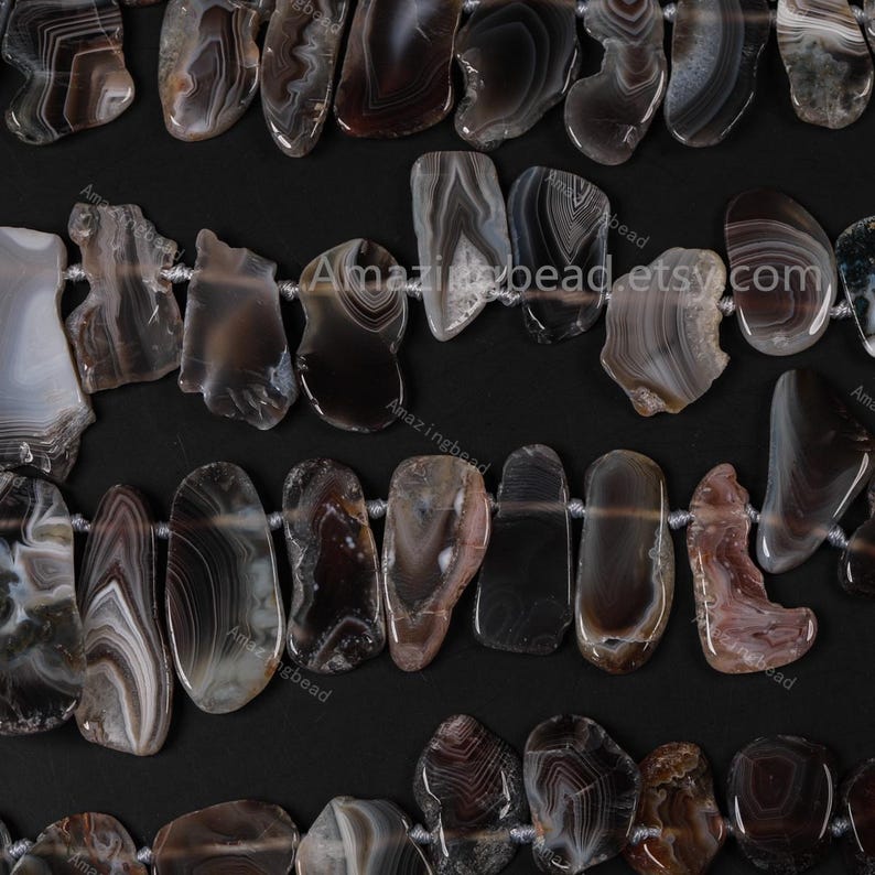 Banded Agate Freeform Slab Beads, Smooth Persian Gulf Agate Beads ...