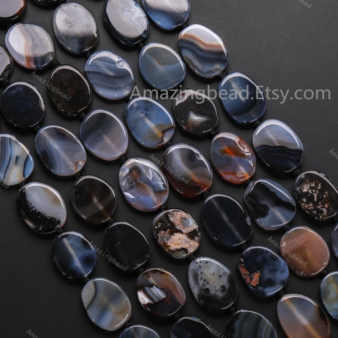 Black Banded Agate Slab Beads, Smooth Agate Loose Beads,agate Center ...