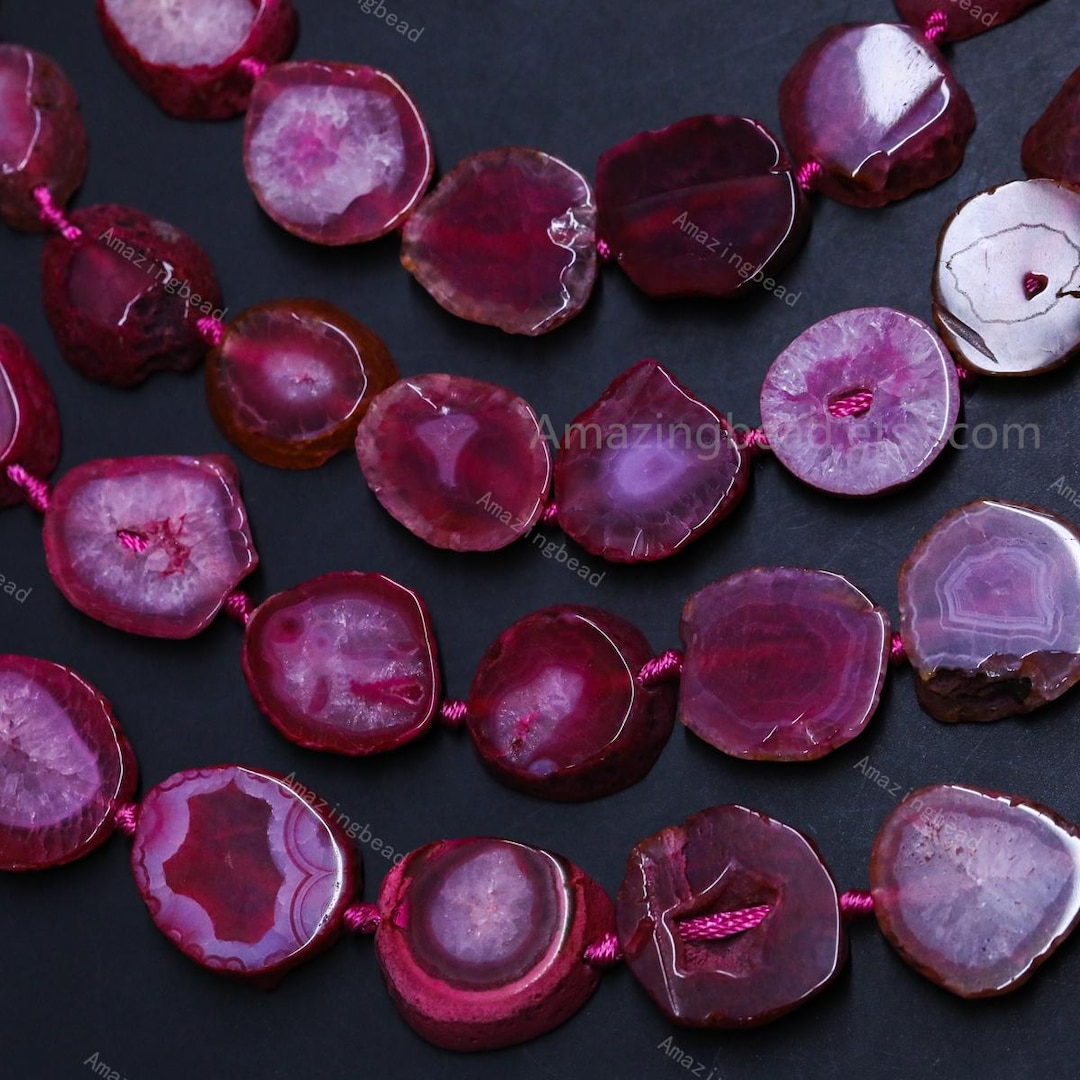 Rose Red Dragon Agate Slab Beads, Dyed Gemstone Freeform Slice Beads ...