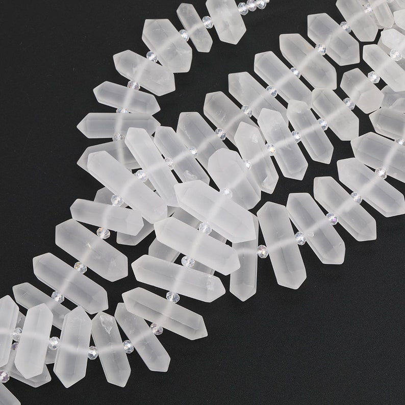 Frosted White Crystals Faceted Hexagon Spikes Charms Loose - Etsy