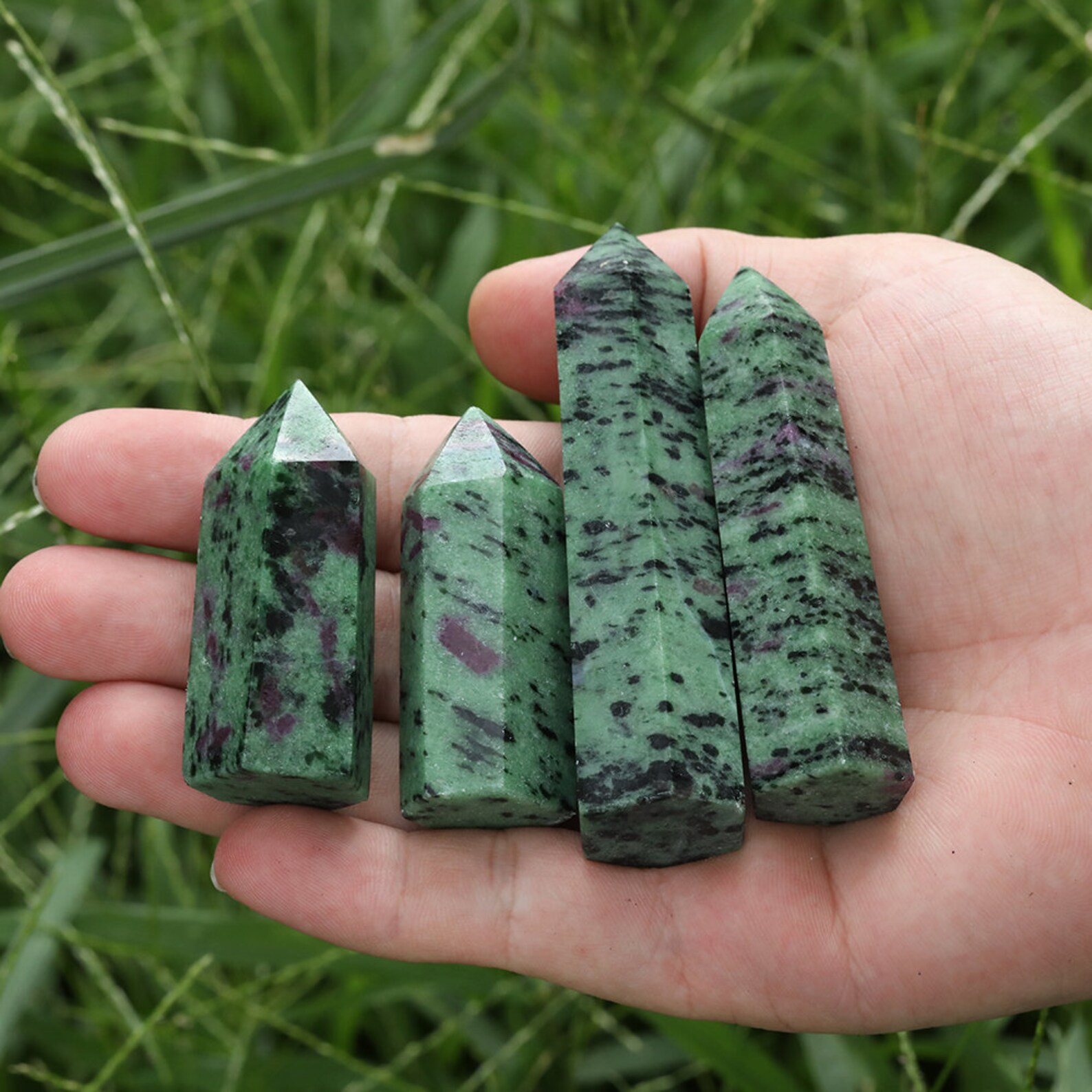 1pcs Red Green Jasper Towergemstone Point Towerhome - Etsy