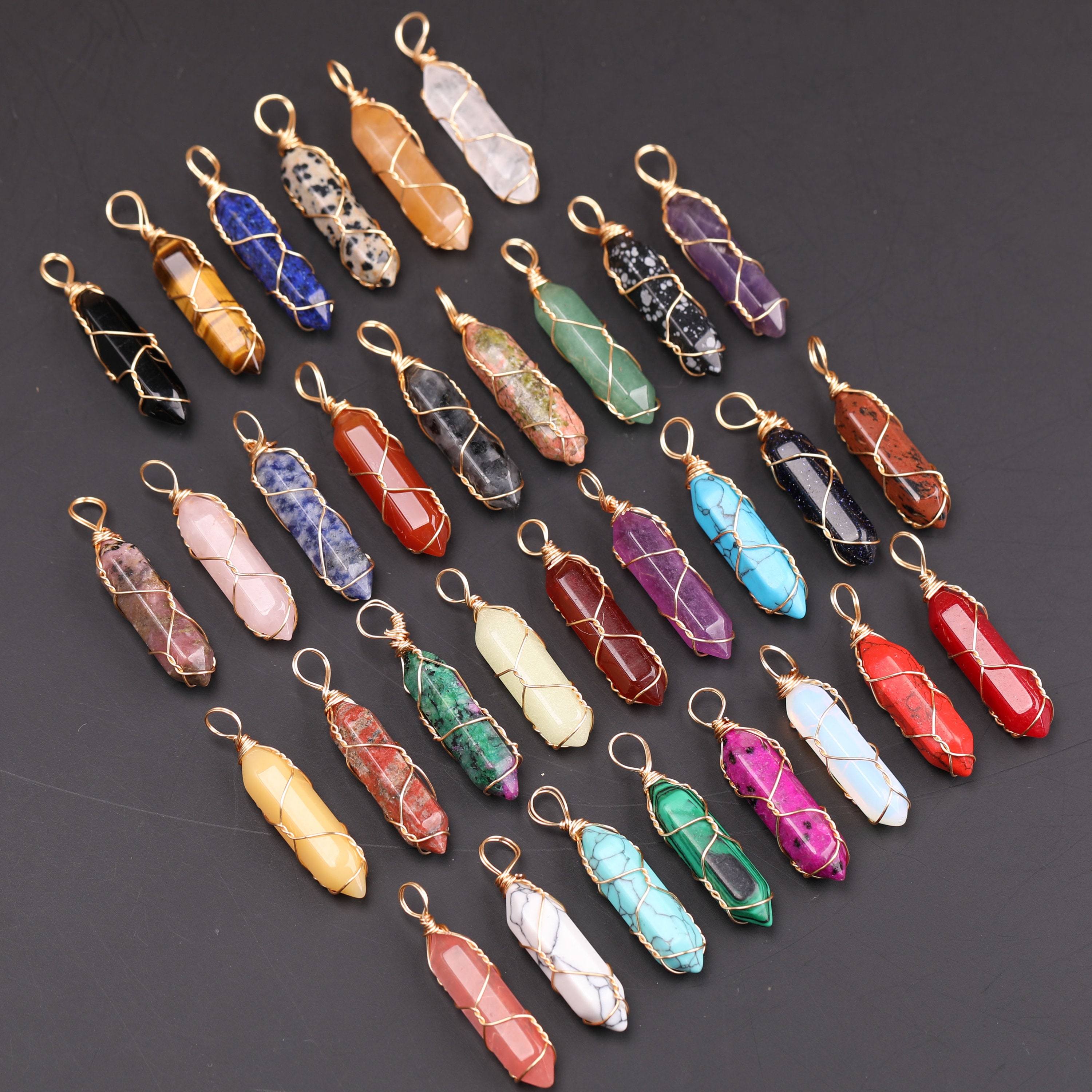 Crystal Point Wire Wrapped Pendantcrystal Point Necklacerose - Etsy