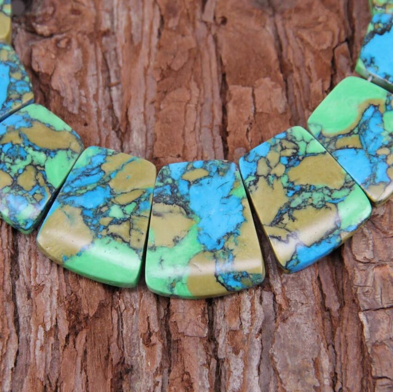 15pcsgreen Blue Impression Jasper Stones Trapezoid Shape - Etsy