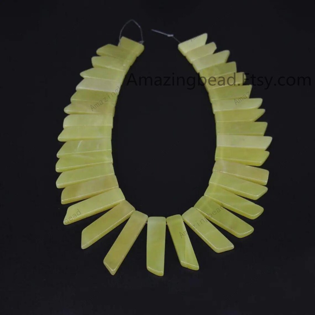 15.5 Inch' Full Strand,natural Yellow Jade Long Slab Sliced Beads ...
