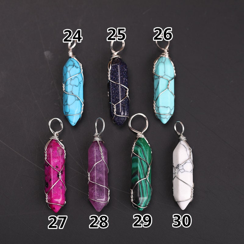 Crystal Point Wire Wrapped Necklacesgemstone Jewelrycrystal | Etsy