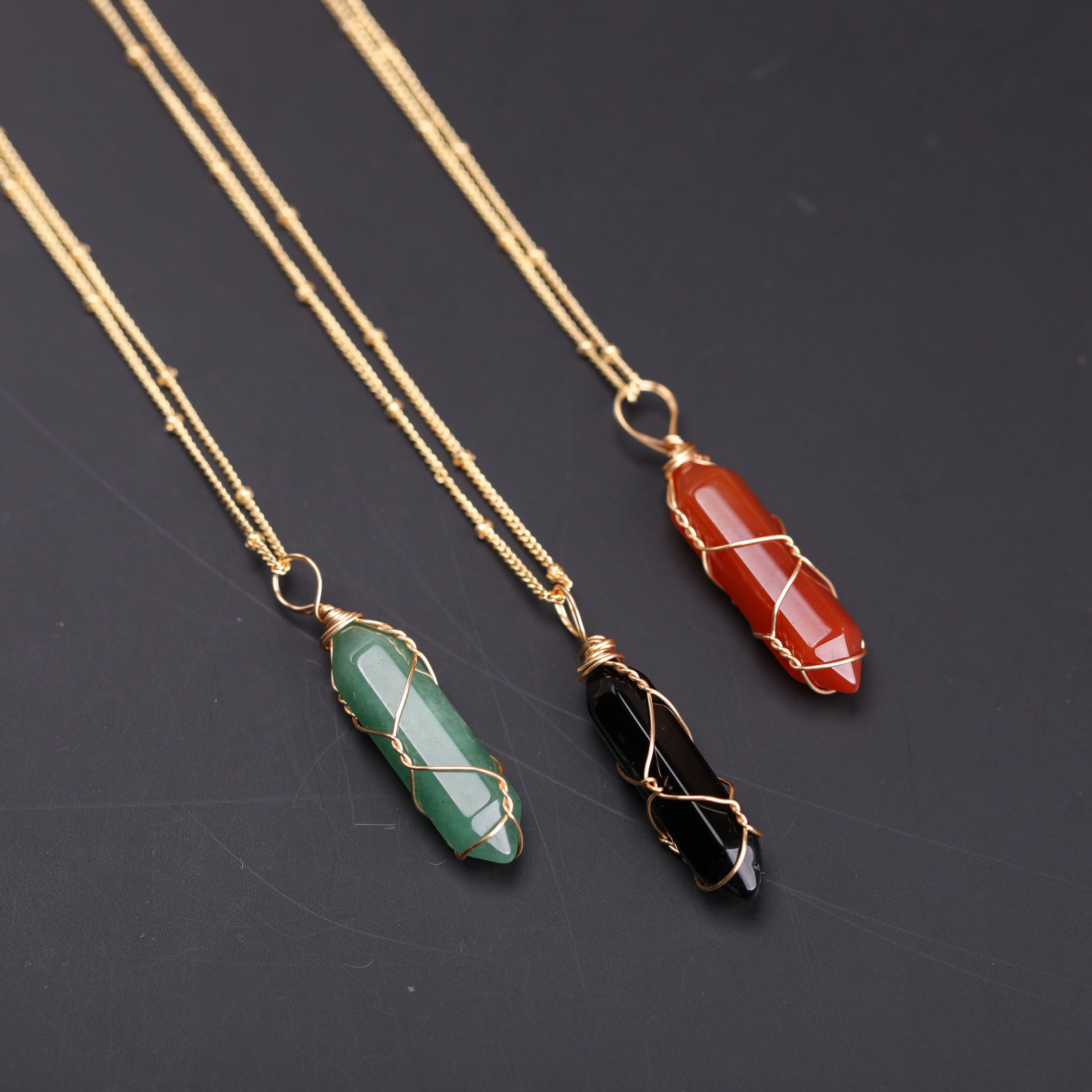 Crystal Point Wire Wrapped Pendantcrystal Point Necklacerose - Etsy