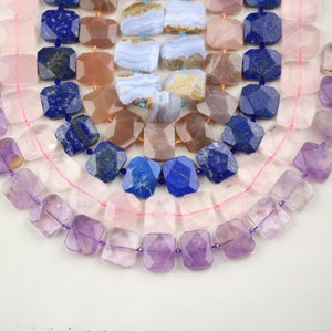 5kinds Natural Stone Beads in Rectangle Shape,smooth Faceted Slabs ...