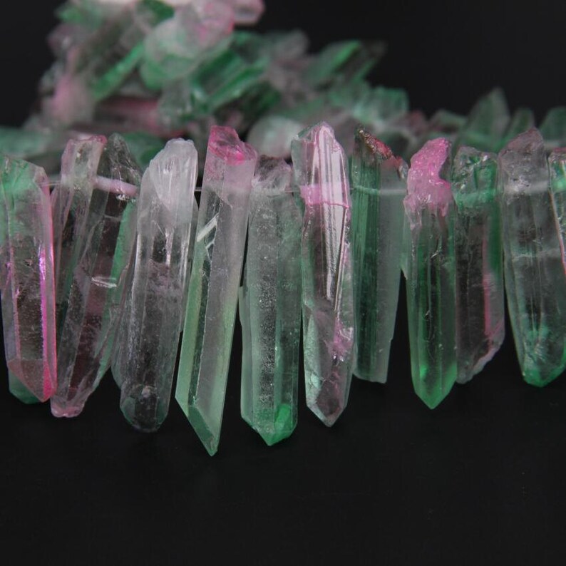 Clear Green Pink Crystal Points Natural Crystal Quartz Point - Etsy