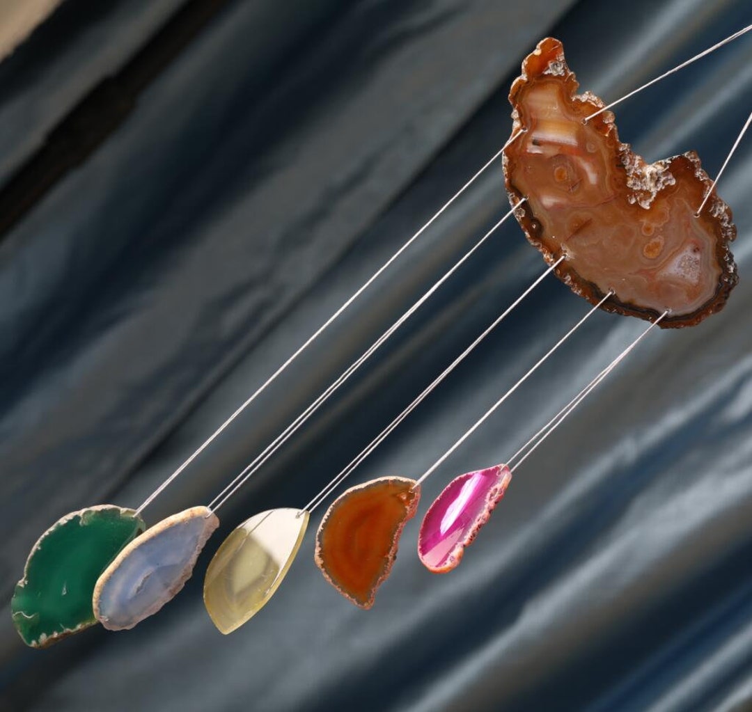 Colourful Agate Windchime Healing Agate Slice Wind Chimes Stone Home ...