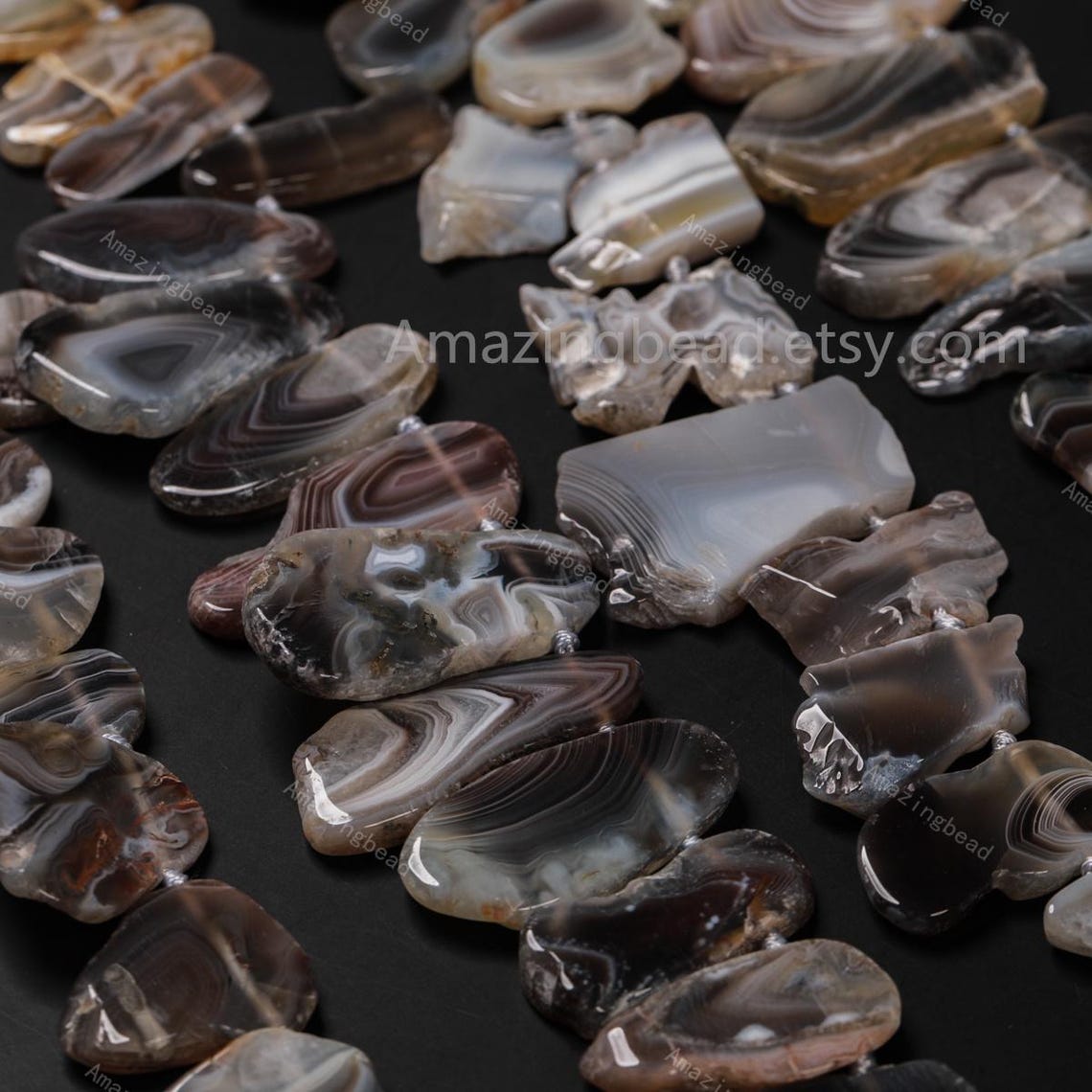 Banded Agate Freeform Slab Beads, Smooth Persian Gulf Agate Beads ...