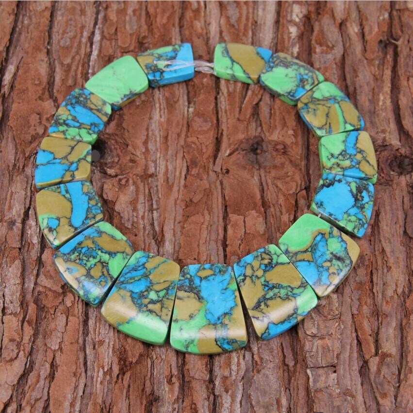 15pcsgreen Blue Impression Jasper Stones Trapezoid Shape - Etsy