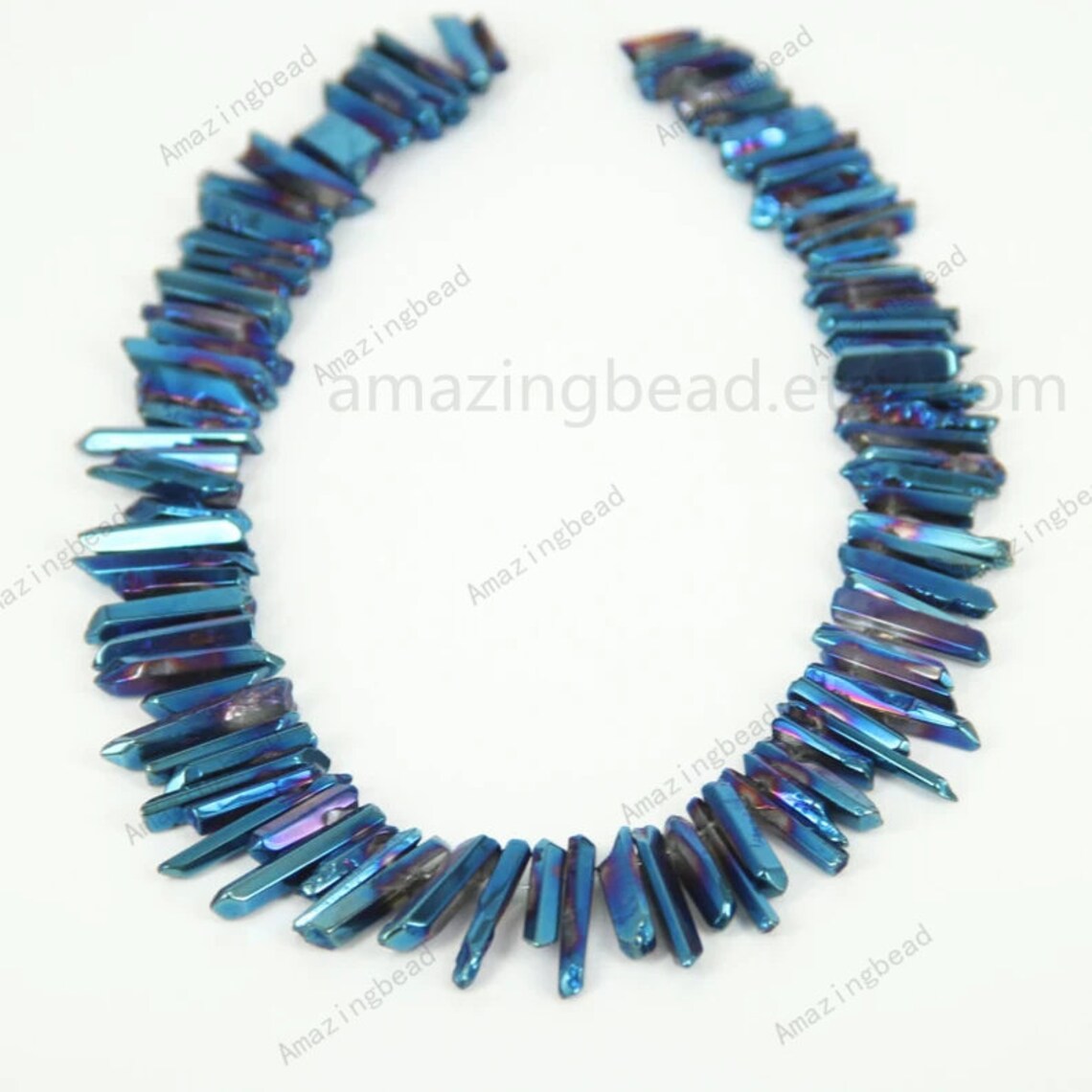Polished Natural Blue Titanium Quartz Spike Beads Necklace Jewelry ...