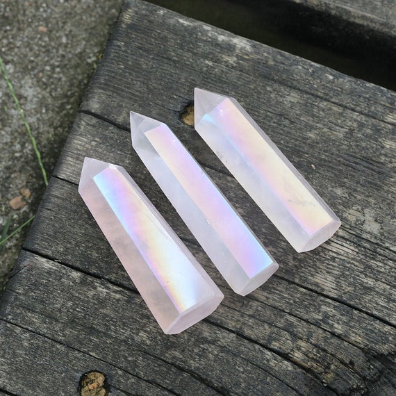 Titanium Rose Quartz AB Point Tower Jewelryundrilled Quartz - Etsy