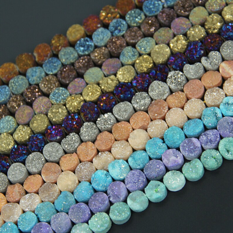 Mixed Colors 10mm Natural Titanium Druzy Quartz Agate Charms | Etsy