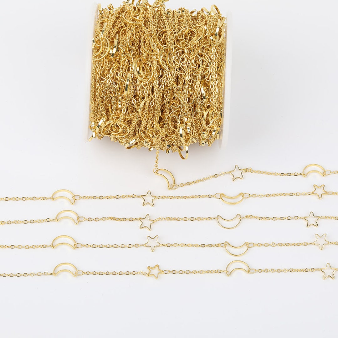 3.28feet Star & Moon Chain Findings,gold Copper Rosary Chains,golden ...