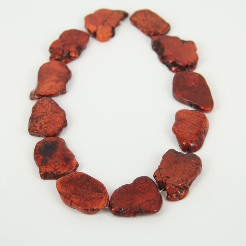 Approx 12pcs strand Large Dark Red Turquoise Howlite Freeform | Etsy