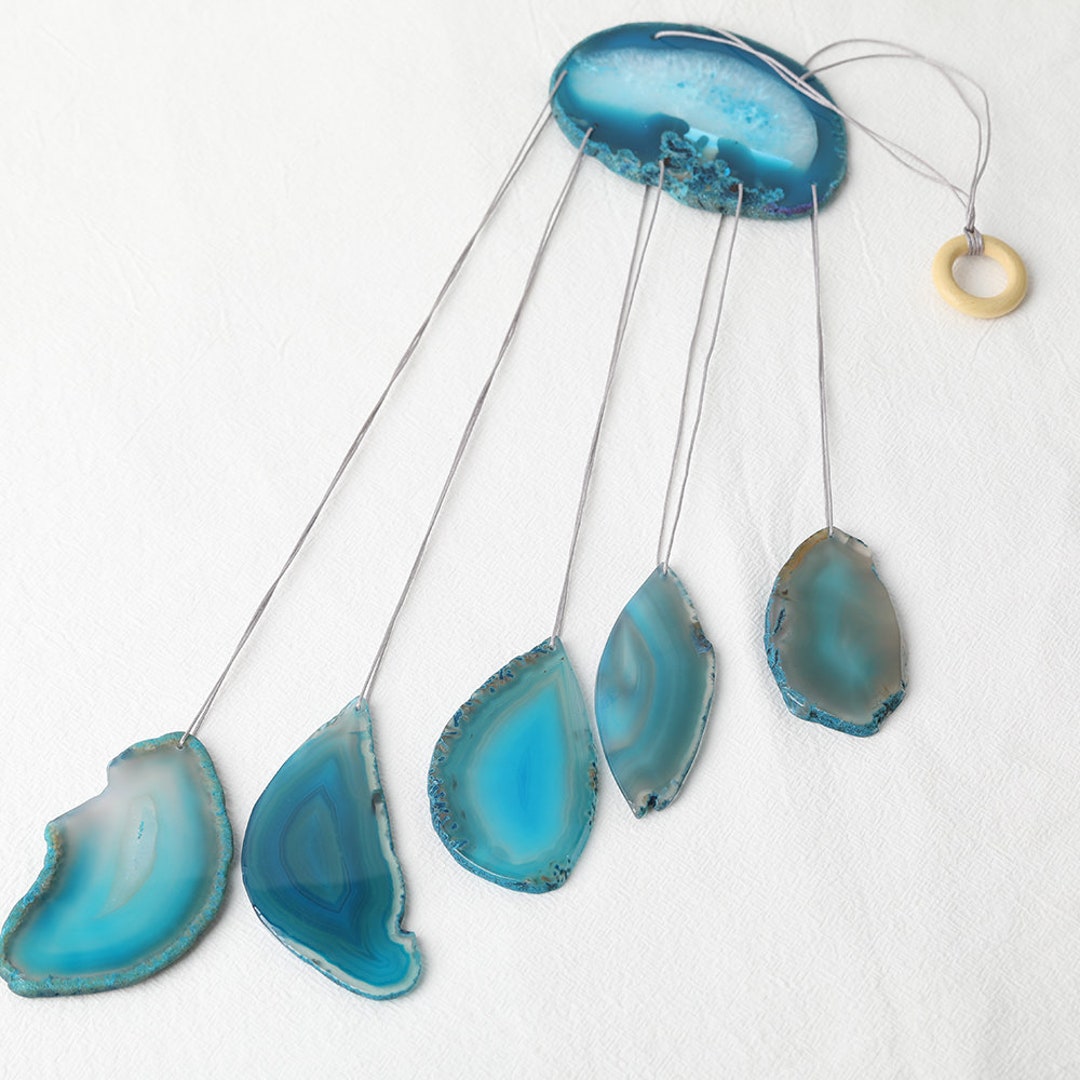 Blue Agate Windchime Agate Slice Wind Chime Gemstone Stone Home Decor ...