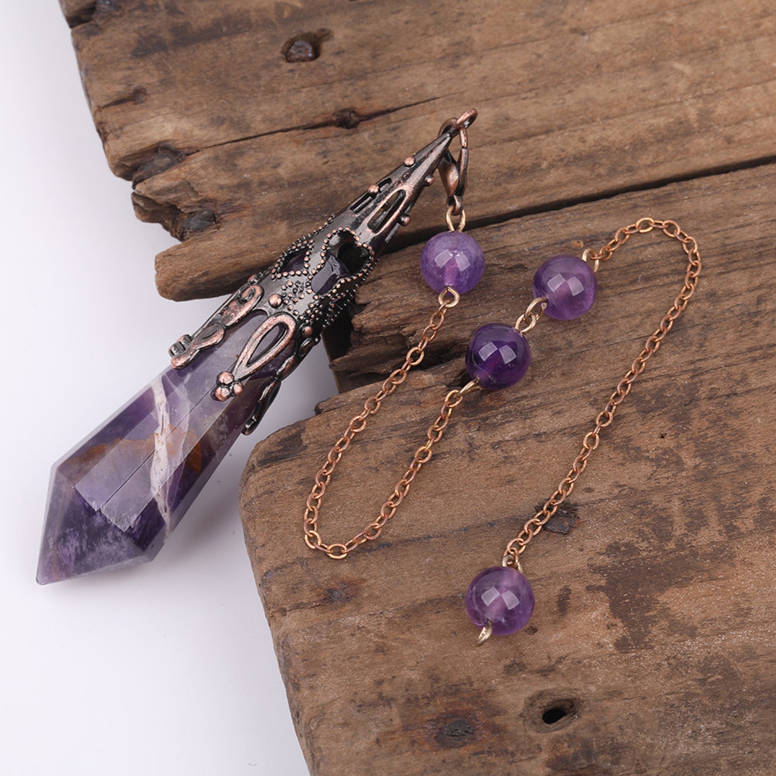 7.5inch Long Chain Pendulum Jewelryantique Brass Caps Faceted | Etsy